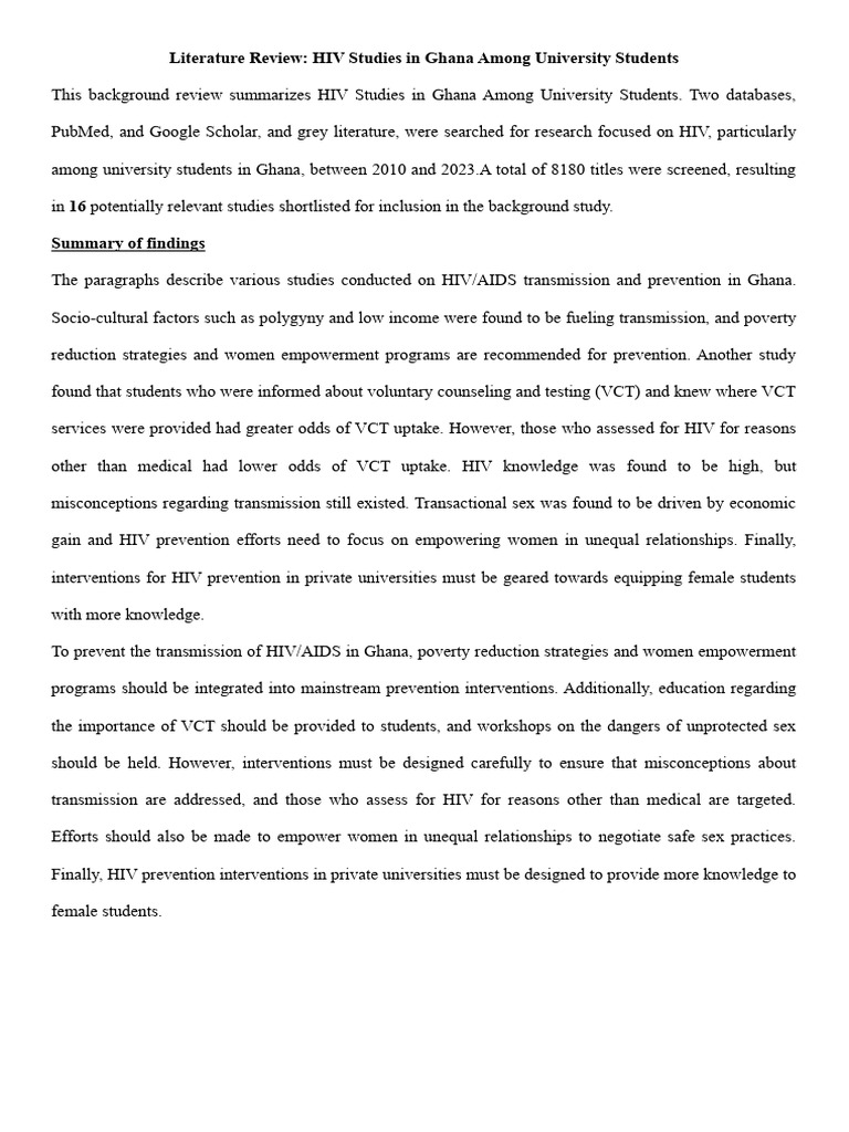Background Study (HIV) | PDF