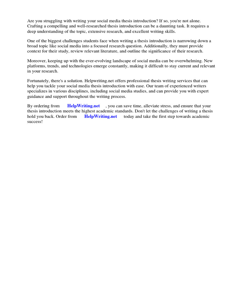 Social Media Thesis Introduction | PDF | Social Media | Popular Culture & Media Studies