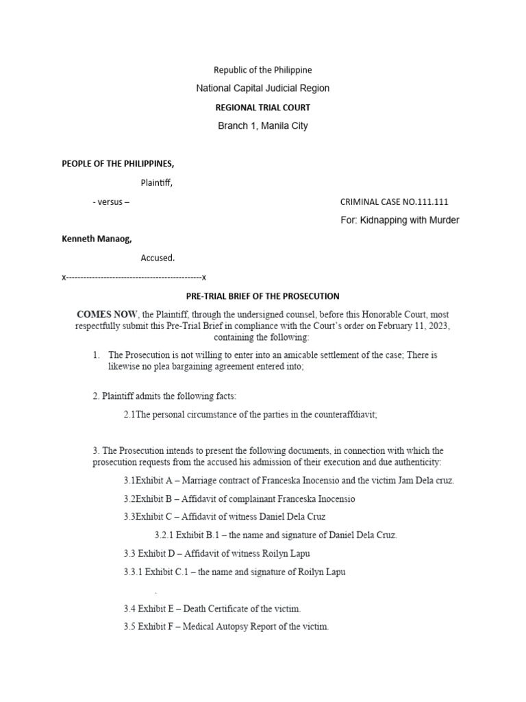 Sample Pre-Trial Brief 2 | PDF