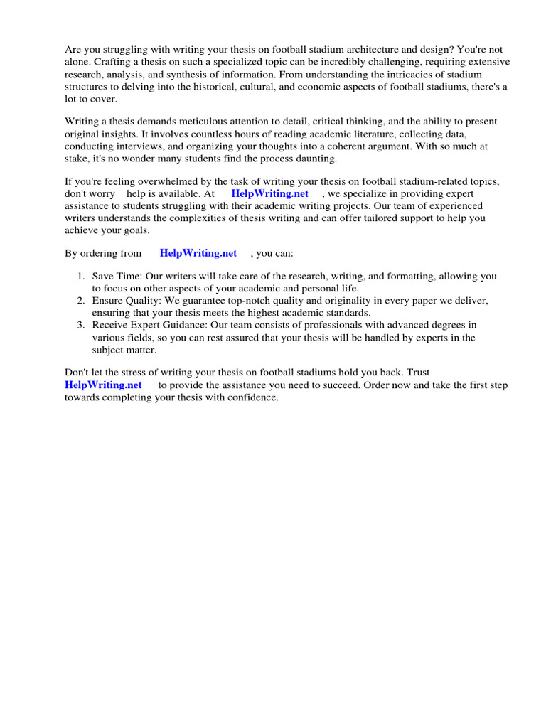 Thesis On Football Stadium | PDF | Thesis | Thought