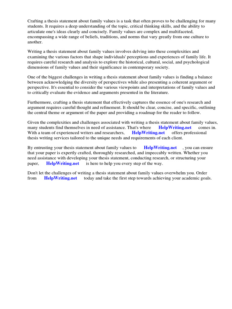 Thesis Statement About Family Values | PDF