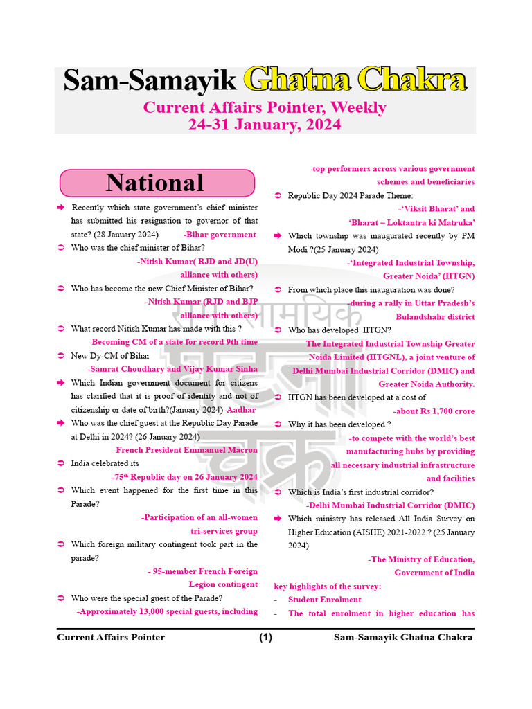 Current Pointers Jan W4 Eng | PDF | Leprosy | Climate Resilience