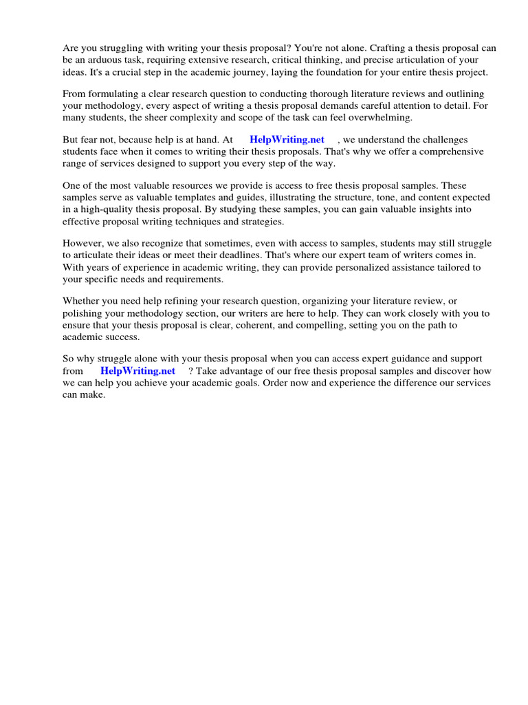 Free Thesis Proposal Samples | PDF | Thesis | Scientific Method