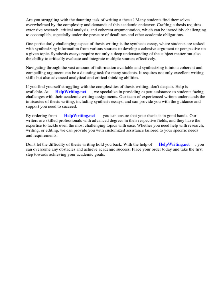 Synthesis Essay Sample Prompt | PDF | Essays