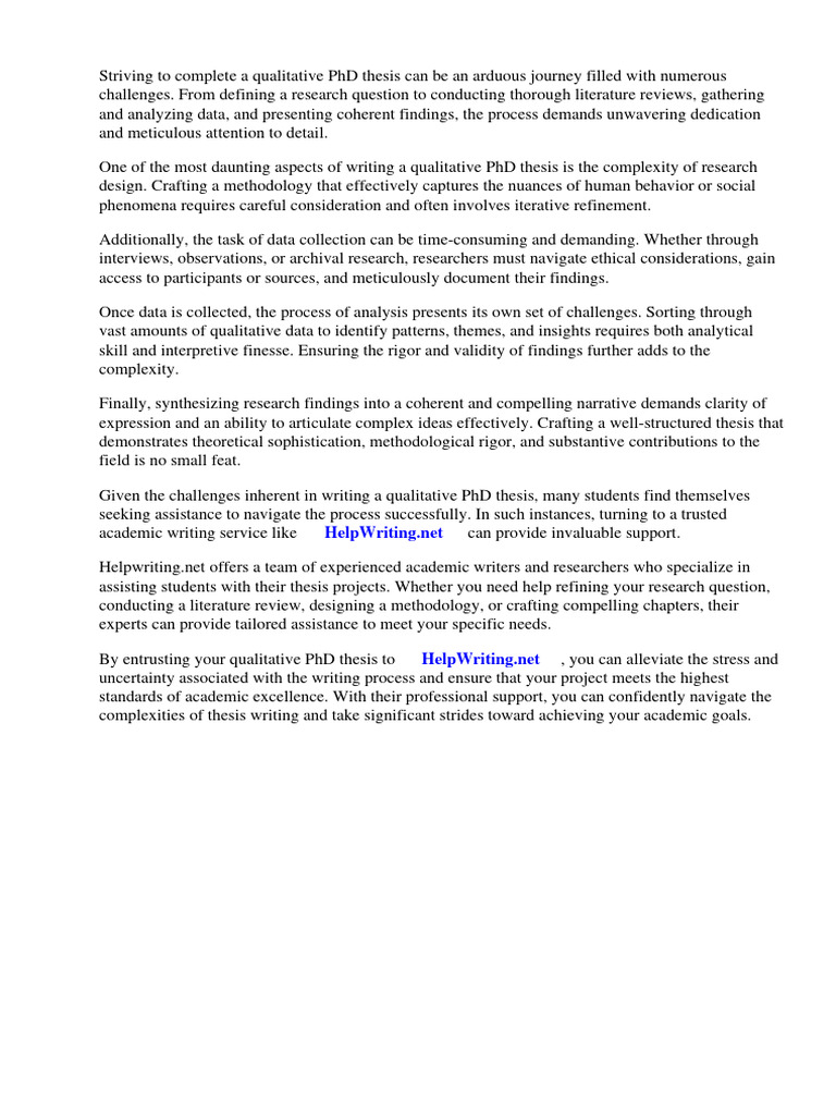 Sample Qualitative PHD Thesis | PDF | Thesis | Qualitative Research