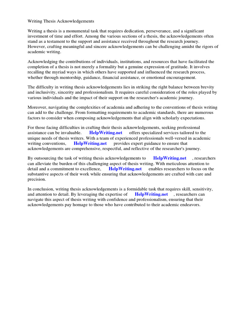 Writing Thesis Acknowledgements | PDF | Thesis | Doctor Of Philosophy
