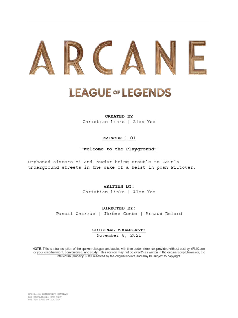 Arcane Transcript 101 Welcome To The Playground | PDF