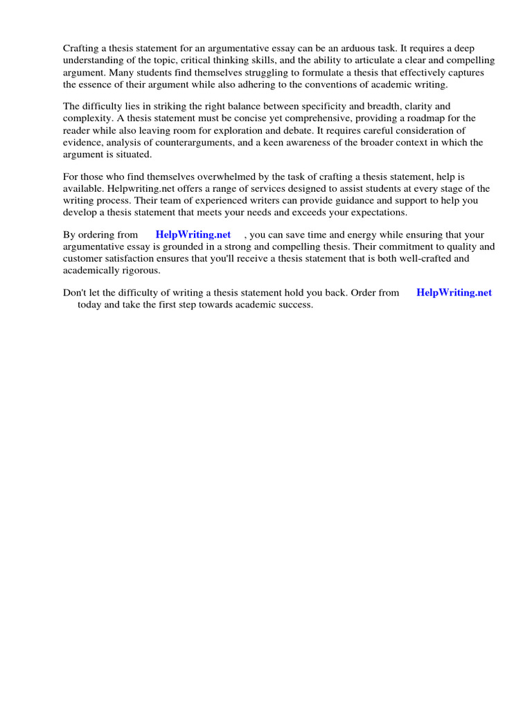 Argumentative Essay Thesis Statement Generator | PDF | Essays | Thesis