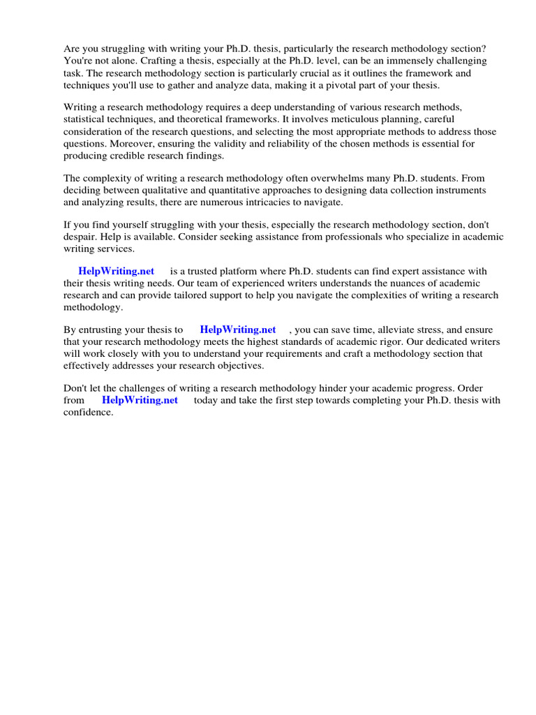 How To Write Research Methodology For PHD Thesis | PDF