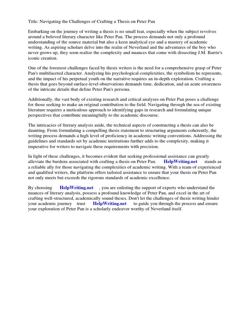 Thesis For Peter Pan | PDF