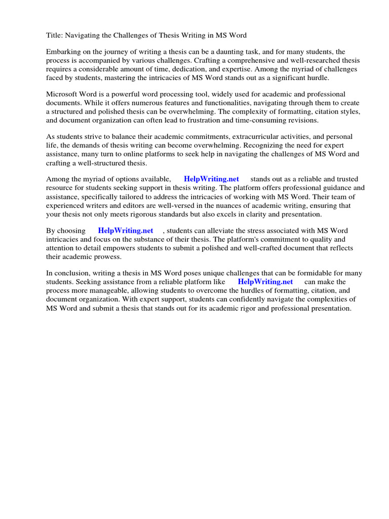 How To Write A Thesis in Ms Word | PDF
