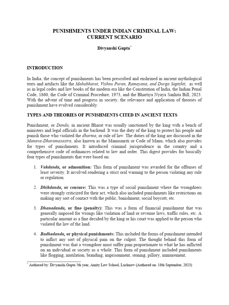 Punishment Under Criminal Law - Current Scenario | PDF | Capital ...