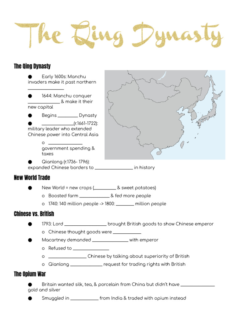 Qing Worksheet With Edits | PDF | Qing Dynasty | Opium
