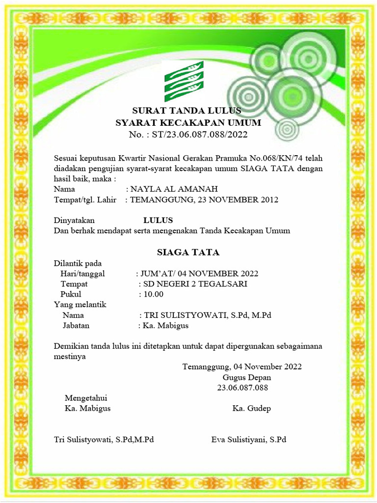 Sertifikat SKU Siaga | PDF