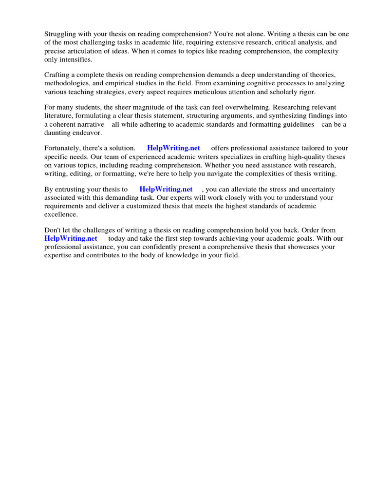 Complete Thesis About Reading Comprehension | PDF | Reading Comprehension | Thesis