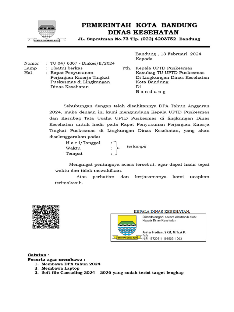 SURAT UNDANGAN Penyusunan PK IKI Puskesmas 2024 | PDF | Kesehatan Holistik | Gaya Hidup