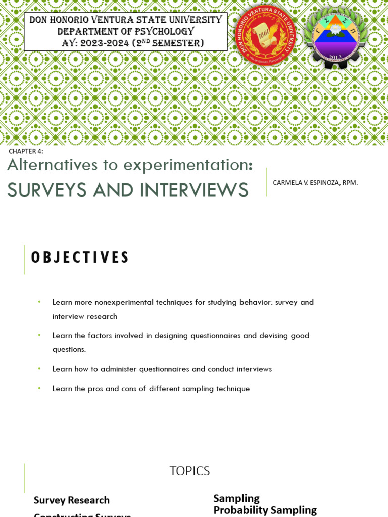 Lec 4 - Surveys & Interview | PDF | Sampling (Statistics) | Survey Methodology