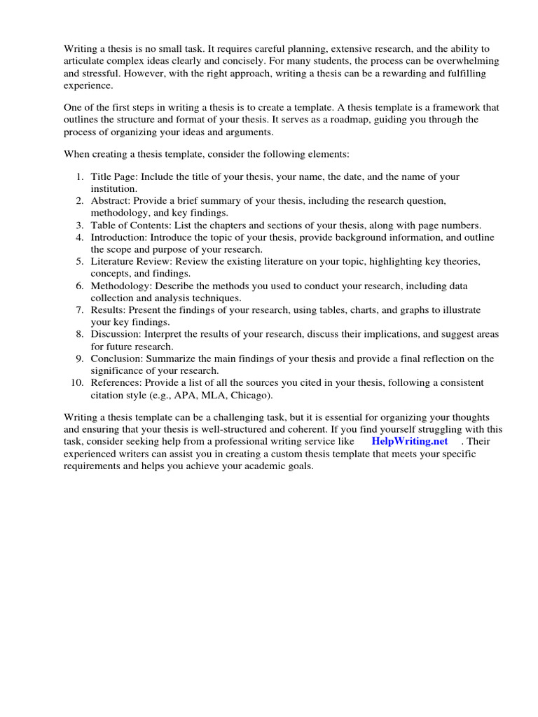 How To Write A Thesis Template | PDF | Essays | Thesis