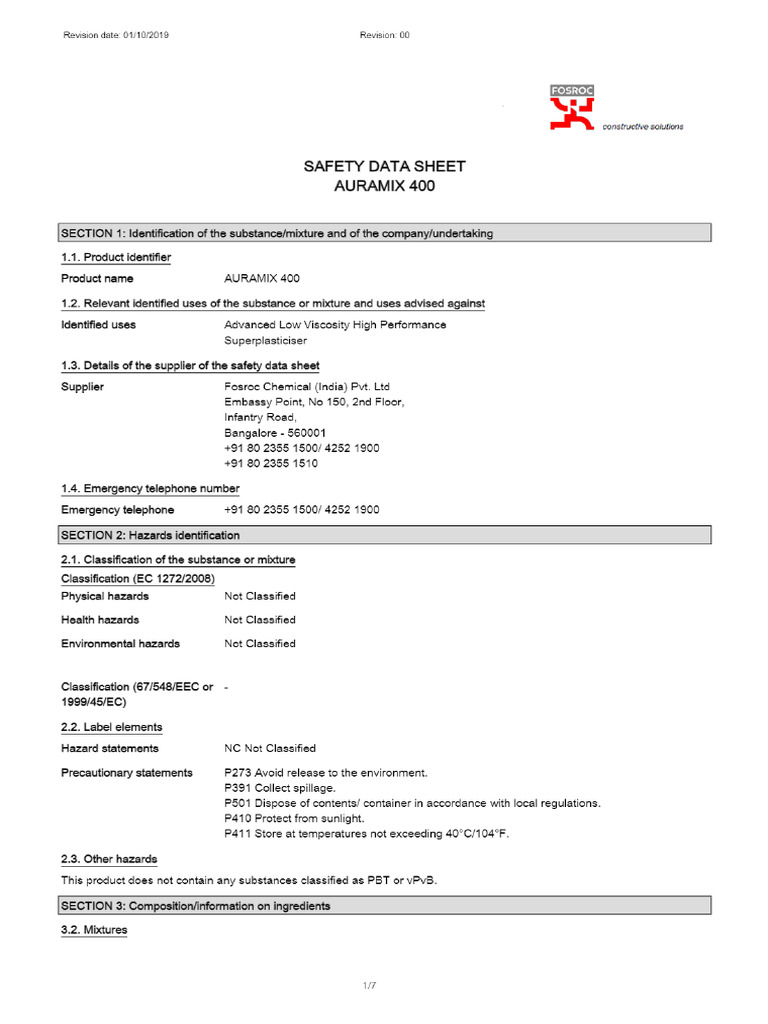 Safety Data Sheet Auramix PDF | PDF