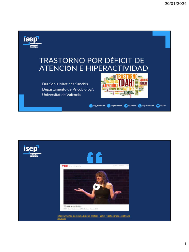 ND06.1 - Trastorno Por Déficit de Atenciónhiperactividad - Sonia Martínez 2023-2024 | PDF ...