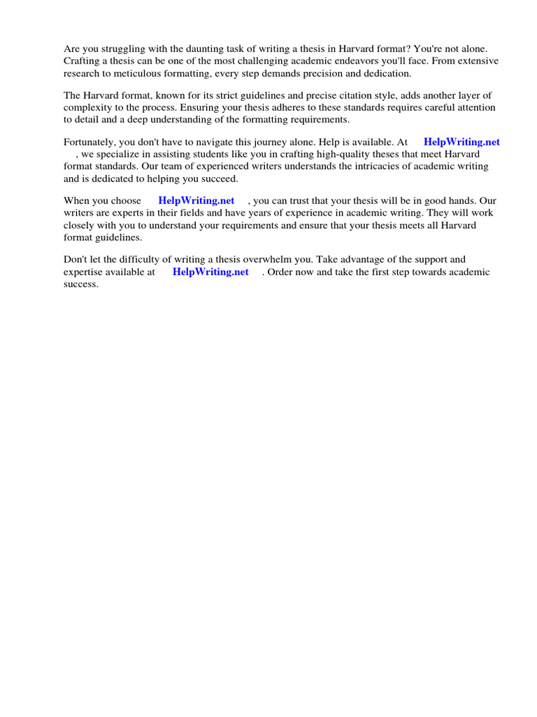 Harvard Format Thesis | PDF | Thesis | Citation