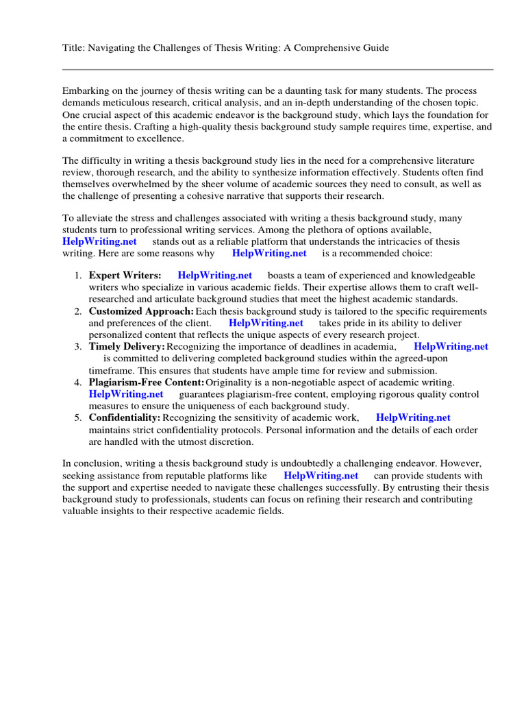 Thesis Background Study Sample | PDF | Thesis | Expert