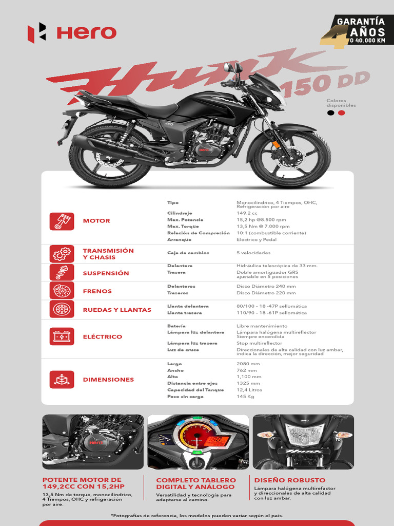 Ficha Tecnica HUNK 150 DD | PDF