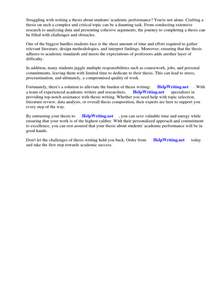 Thesis About Students Academic Performance | PDF | Thesis | Survey ...