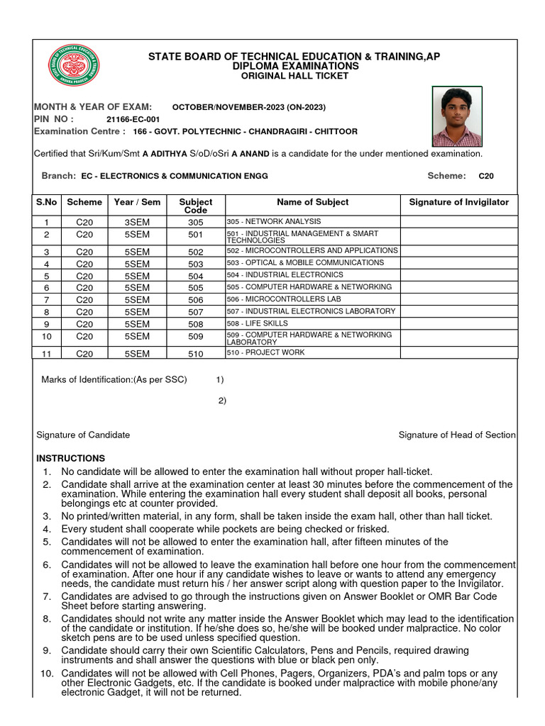 C20 21166-EC-001 Hallticket 2023 | PDF | Computing | Computer Science