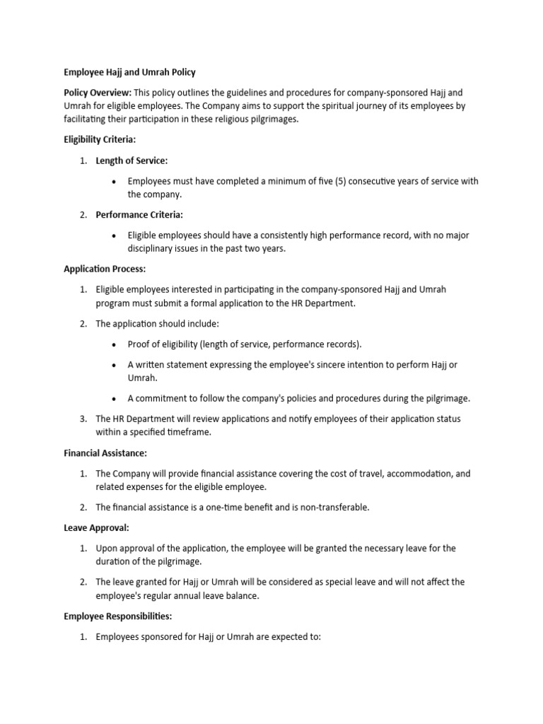 Hajj and Umrah Leave Policy Guide | PDF | Hajj | Government