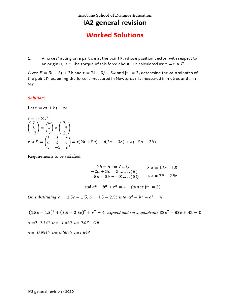IA2 - General Revision - Solutions-1 | PDF | Line (Geometry) | Mathematics