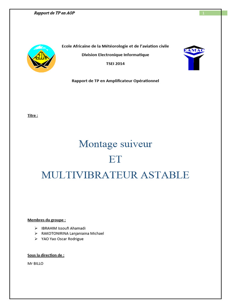 Montage Suiveur et Multivibrateur Astable | PDF | Amplificateur ...
