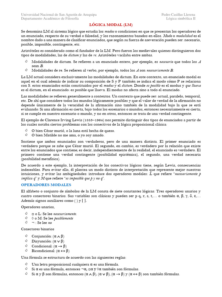 13.1 3 Separata Lógica Simbólica Modal | PDF | Filosofía | Artes del ...