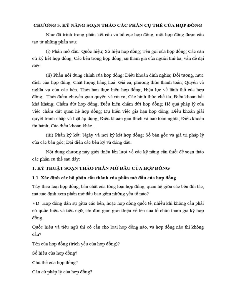 Chuong 4 - Soan Thao Noi Dung Cu The Cua Hop Dong | PDF