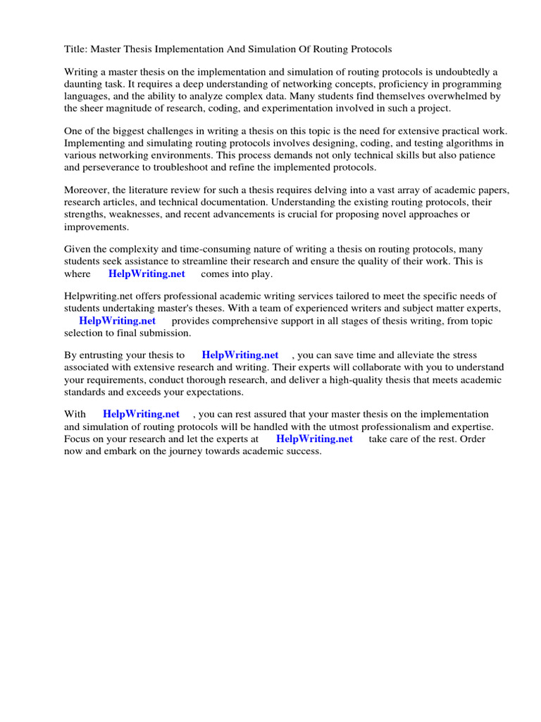 Master Thesis Implementation and Simulation of Routing Protocols | PDF | Routing | Computer Network