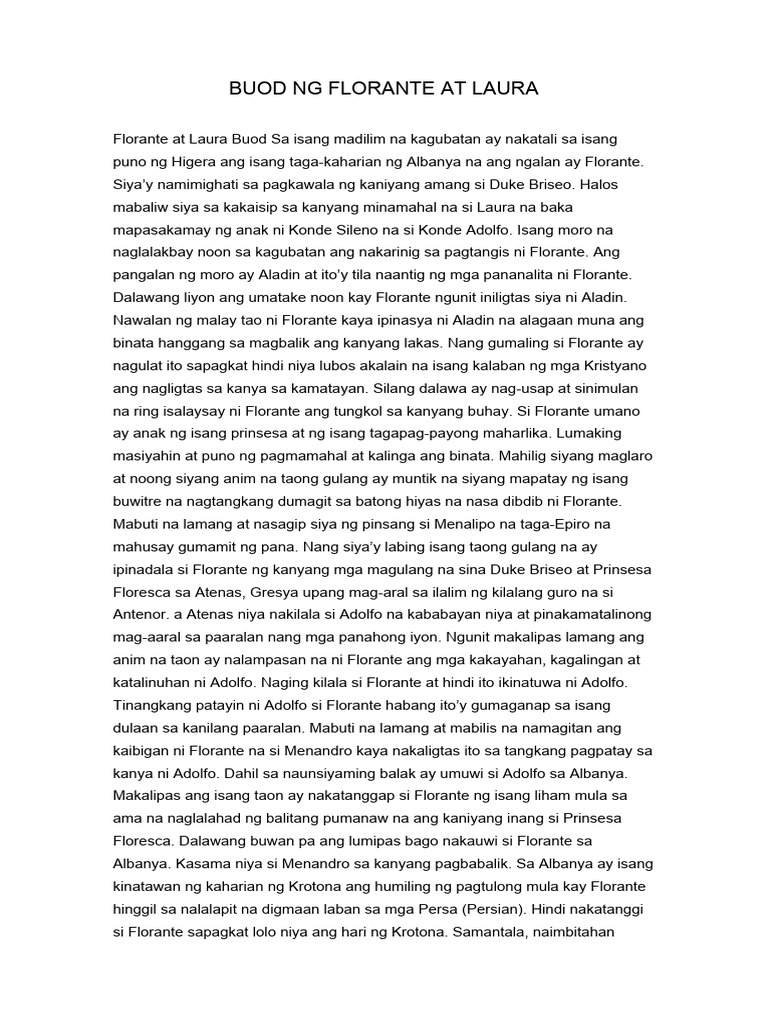 Buod NG Florante at Laura | PDF