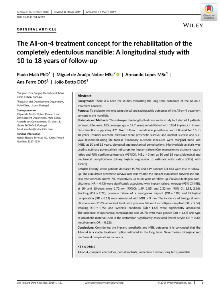 Long Term Ao4 Review | PDF | Dental Implant | Prosthesis