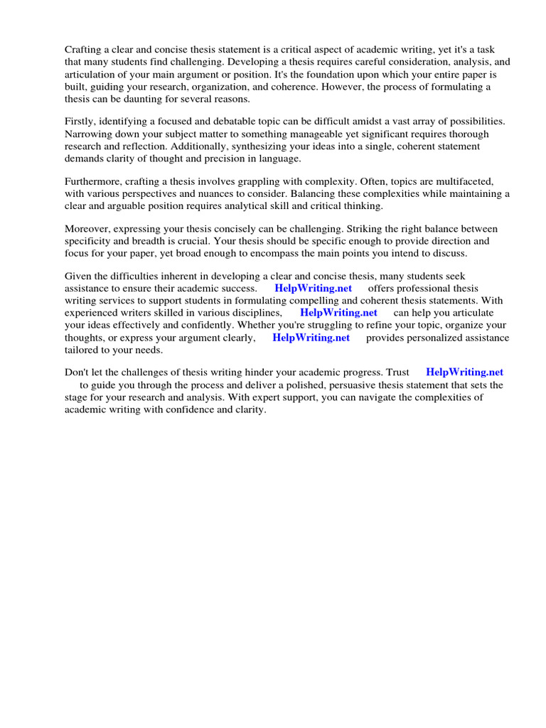 How To Develop A Clear and Concise Thesis Statement | PDF