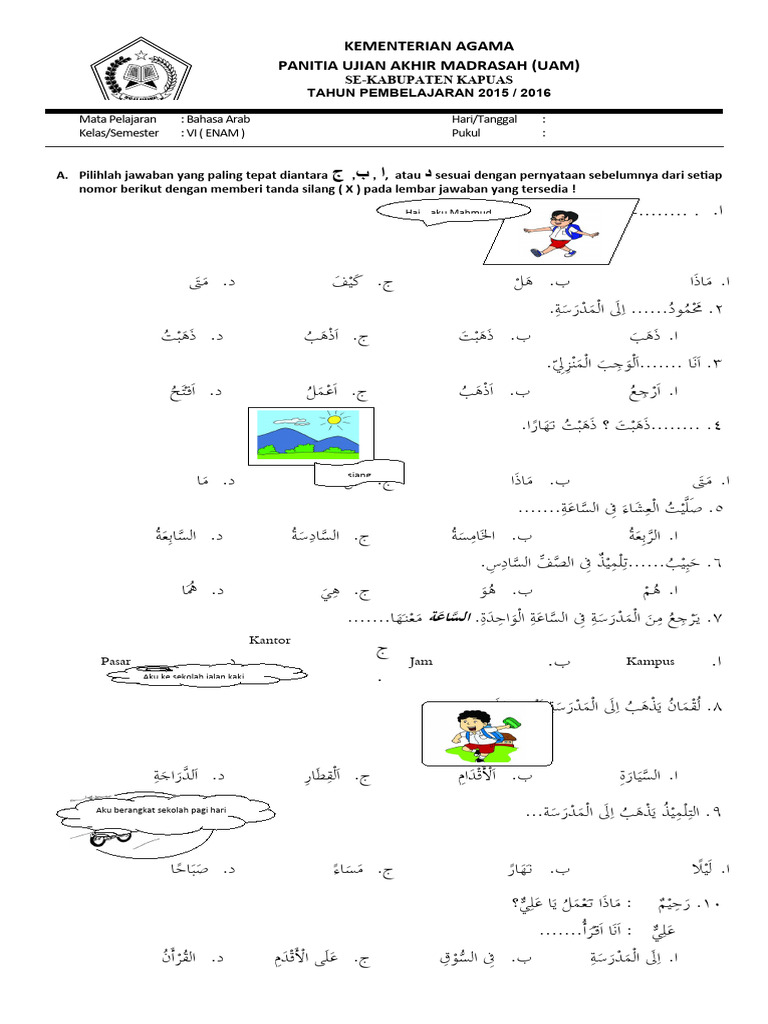 soal bahasa_arab_Kls_6 | PDF