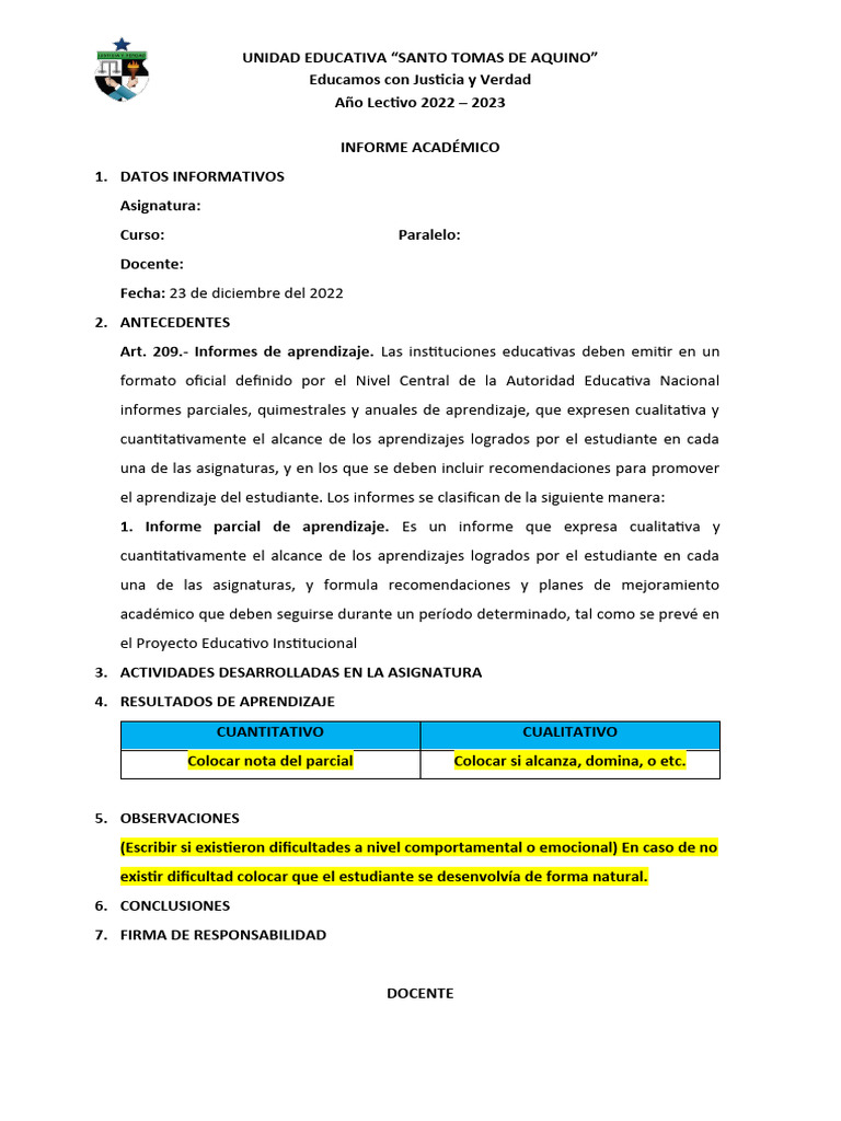 Formato Informe Academico | PDF