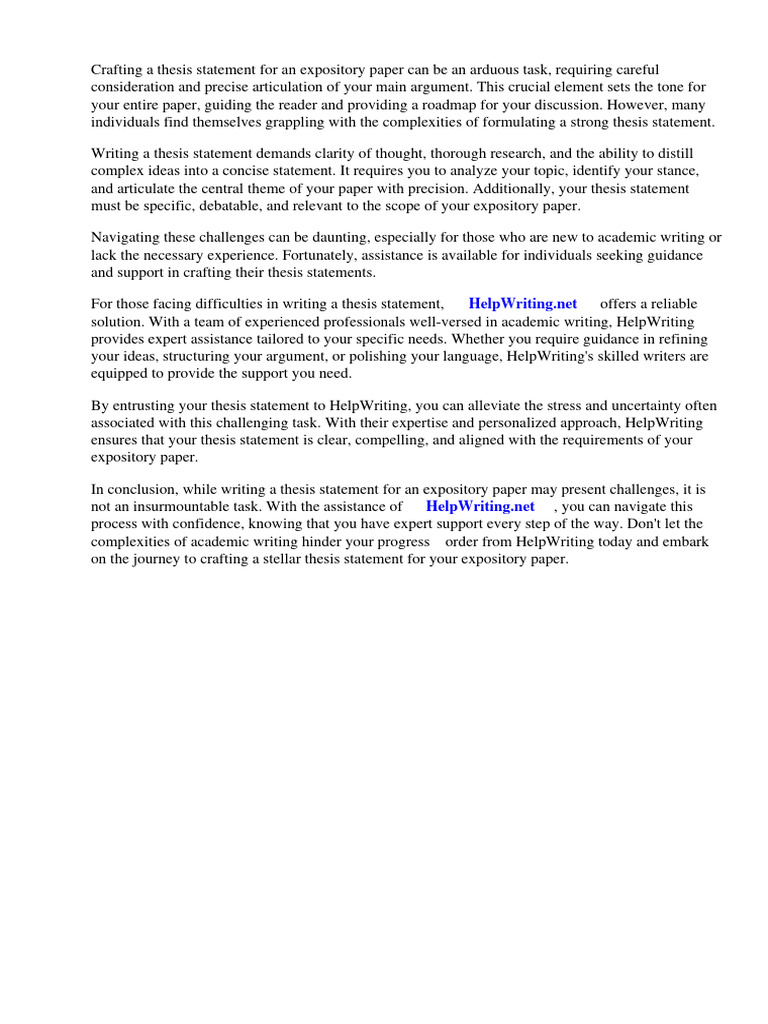 How To Write A Thesis Statement For An Expository Paper | PDF