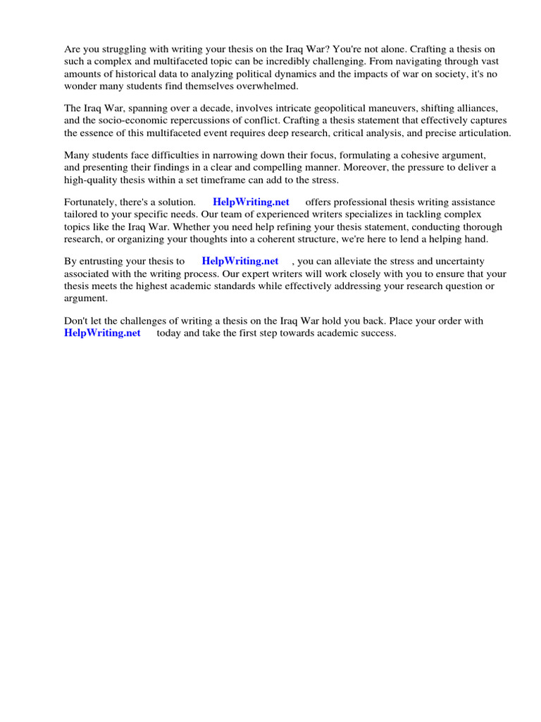Iraq War Thesis Statement | PDF | Saddam Hussein | Iraq