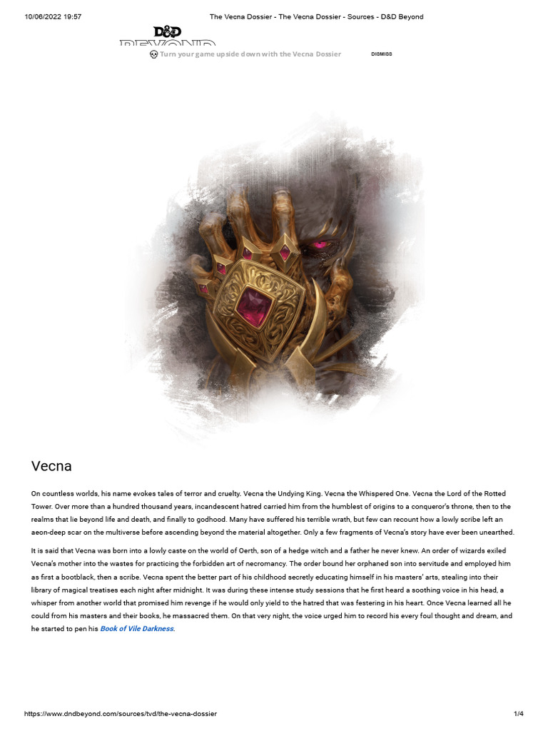 D&D Players: Vecna's Dark Legacy | PDF | D20 System | Gary Gygax Games