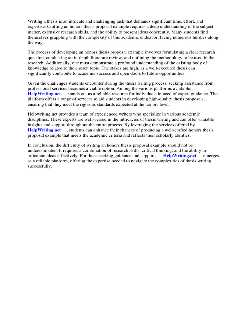 Honors Thesis Proposal Example | PDF | Thesis | Methodology