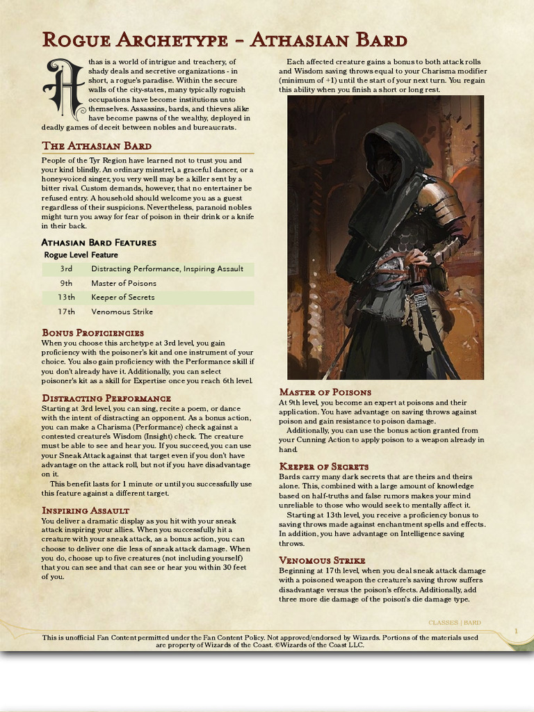Rogue Subclass - Athasian Bard _ GM Binder | PDF | Trees | Snake