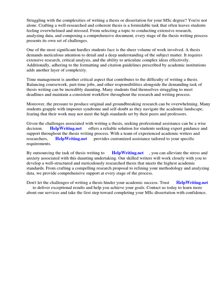 MSC Dissertation or Thesis | PDF