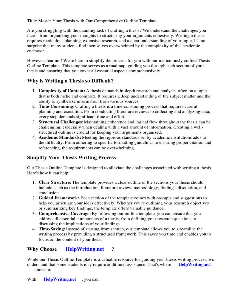 Thesis Outline Template | Download Free PDF | Thesis | Essays