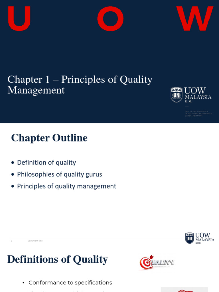 L1 Principles of Quality Management | PDF | Quality Management | Quality