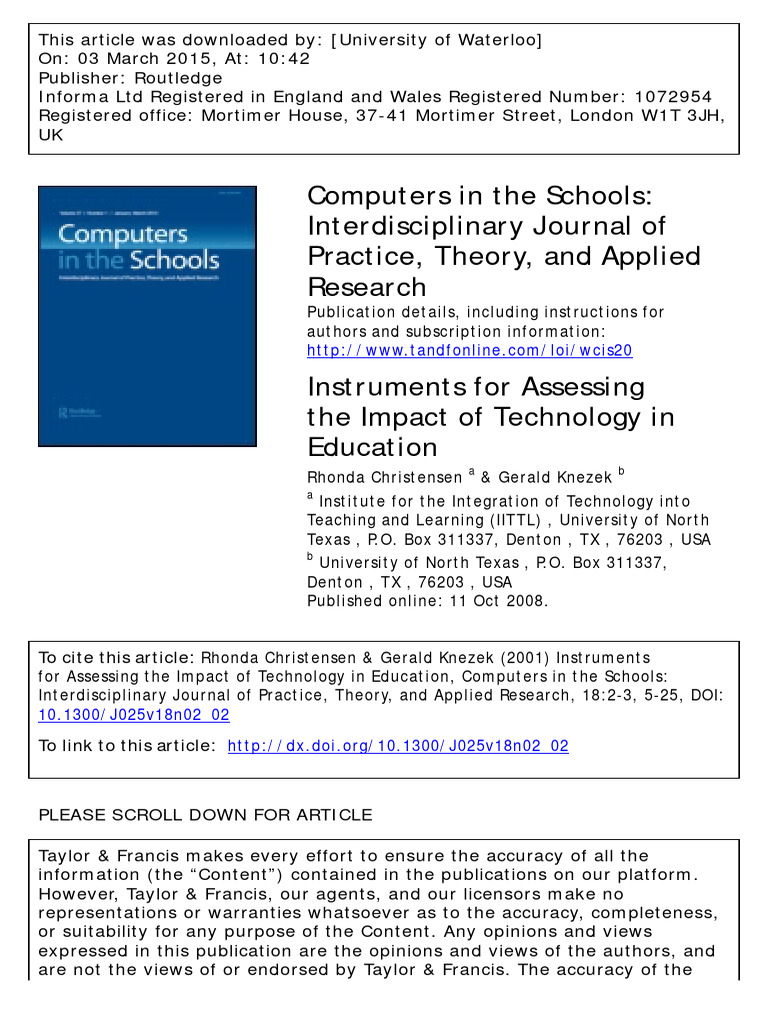 Assessing Technology's Impact in Education | PDF | Teachers | Innovation