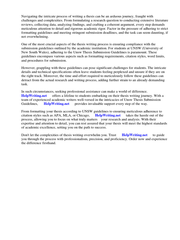 Unsw Thesis Submission Guidelines | PDF | Thesis